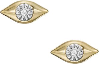 Fossil Damen Ohrringe, 14K Plated Clear Laboratory Grown Diamond Stud Earrings