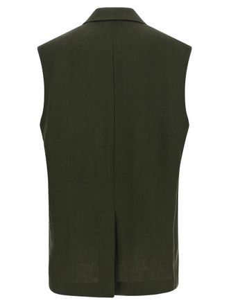Max Mara Womens Bicolor Linen Sleeveless Jacket Clothing
