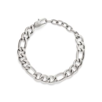s.Oliver Herren Bracelet - Armband aus geb&uuml;rstetem Edelstahl - Silber - Figaro verstellbar bis 22 cm - wasserfest & hautfreundlich