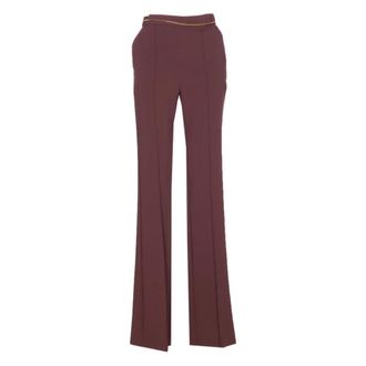 Elisabetta Franchi Femme, Pantalons, Rouge, Taille: 38 FR Pantalon en crêpe léger avec chaîne bijou