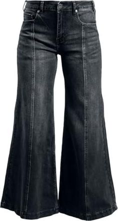 Black Premium by EMP Femme Jean Noir avec Fermeture éclair dissimulée W31L30