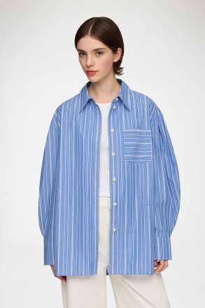 Ganni Chemise en coton &agrave; rayures Nouvean Bleu marine biologique - Taille 32 - Pour Femme