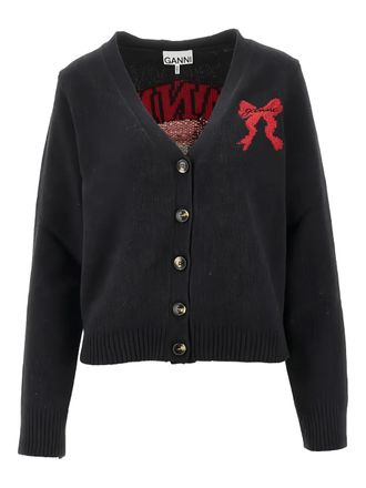 Ganni cardigan &agrave; col v - Gris
