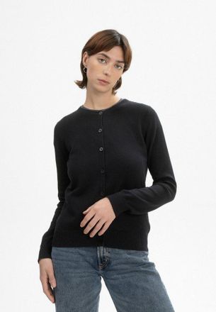 Mela Cardigan Feinstrick Cardigan Style NAMEEN Breite gerippte Struktur an Kragen und Knopfleiste