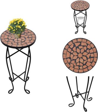 vidaXL Beistelltisch Mosaik Terracotta - Blumentopf - Gartentisch - Terrassentisch - Beistelltisch - Mosaiktisch
