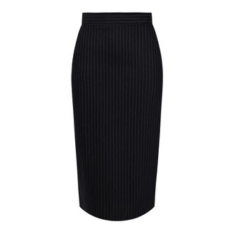 Elisabetta Franchi Nadelstreifen-Rock aus Schurwolle - - Skirts - Damen - Schwarzk - XS