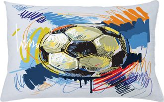 Abakuhaus Fußball Kissenbezug, Bunte Detaillierte, Wasser und Schmutz resistent Stoff Digital Druck Für den Innen oder Außen Bereich, 65 x 40 cm, Grau Blau