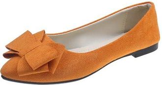 Generic Chaussures plates d&eacute;contract&eacute;es &agrave; bout pointu pour femme, &eacute;l&eacute;gantes, respirantes, couleur unie, l&eacute;g&egrave;res et confortables, avec noeud, ballerines plates