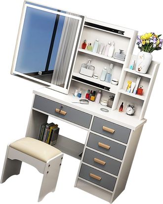 Generic Make-up-Schminktisch, Eleganter Schminktisch mit Spiegel f&uuml;r Schlafzimmer (Rechtes Kabinett)