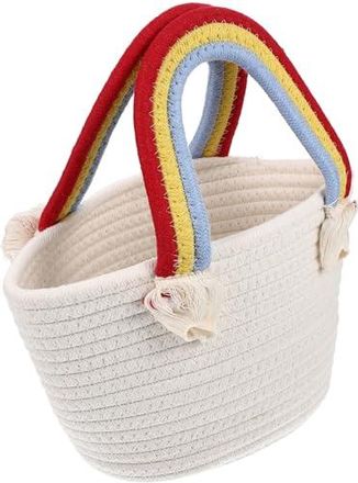 IFUNDOM Paquet Tiss&eacute; &agrave; la Main Blanc en Coton Poign&eacute;e Cabas de Plage Boh&egrave;me pour Vacances Paquet de Vacances pour Fille Estival L&eacute;ger et Spacieux