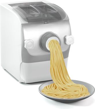 Klarstein Pastamania Nudelmaschine Elektrisch - 260 W Vollautomatische Pastamaschine mit 7 Aufsätzen, 500 g Kapazität, Leise (60 dB), LED-Anzeige, Weiß