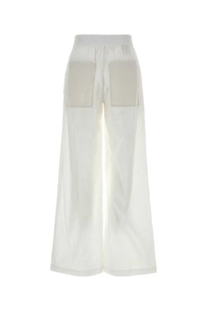 Brunello Cucinelli Cotton Blend Wide-Leg Trouser - White