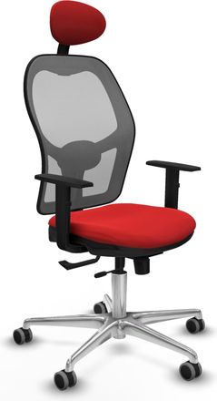 Piqueras y Crespo Roter Schreibtischstuhl Jorquera mit 1D-Armen, h&ouml;henverstellbarer Lendenwirbelst&uuml;tze und festem Kopfteil, ausgestattet mit Syncro/Traslack und injizie