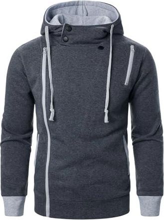 Generic Sweat à Capuche Polaire pour Homme, Veste à Capuche en Polaire, Coupe ajustée, Double Fermeture éclair, col roulé, vêtement dextérieur décontracté