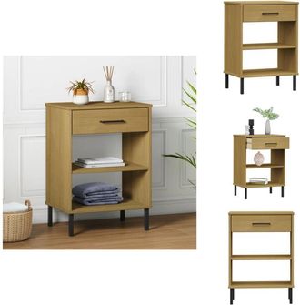 vidaXL Konsolenschrank OSLO mit Metallbeinen Braun Massivholz Kiefer - Industrieller Stil - Holzmöbel - Wohnzimmermöbel - Sideboard - Kommode