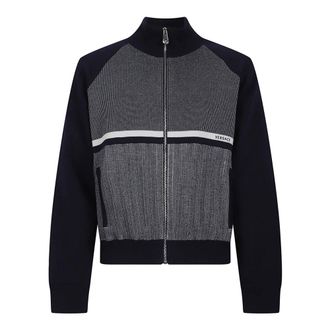 Versace Homme, Sweatshirts et sweats &agrave; capuche, Bleu, Taille: L Jacquard Zip SweaT-shirt