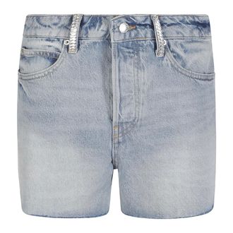 Alexander Wang Femme, Shorts, Bleu, Taille: W25 Short Relax Coupe D&eacute;contract&eacute;e Taille Moyenne avec Passants de Ceinture en Cristal