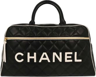 Chanel 1994-1996 gesteppte Travel Bowlingtasche - Schwarz