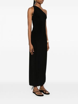 Norma Kamali Robe longue asym&eacute;trique en jersey avec fente lat&eacute;rale