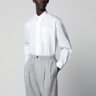 Bottega Veneta Wei&szlig;es fein gestreiftes Baumwollhemd