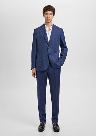 Mango Salerno Anzugjacke 100% Leinen Slim Fit indigoblau - Herren - 46 - MANGO MAN