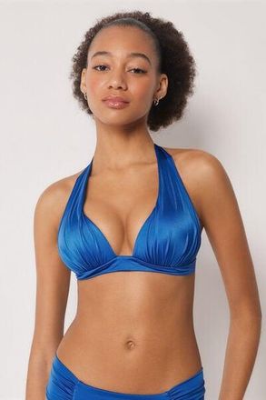 Calzedonia Triangel-bikinioberteil Mit Abgestufter Wattierung Shiny Satin Blau