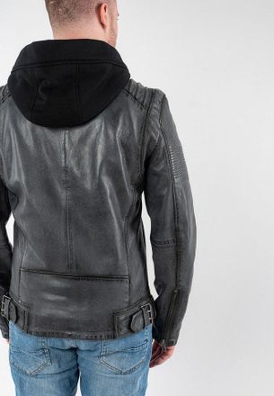 Mauritius Lederjacke MMHiran mit abnehmbarer Kapuze, Slim Fit
