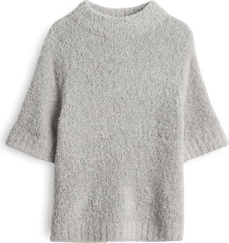 OPUS Damen Pullover | PUNES Slim Kurzarmstricker mit Boucl&eacute;garn Hazy Fog Melange, 38