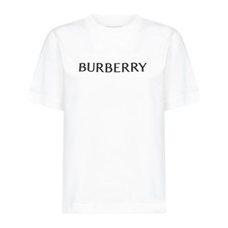 Burberry Logo Baumwoll-T-Shirt - - Tops - Damen - Wei&szlig; - XS