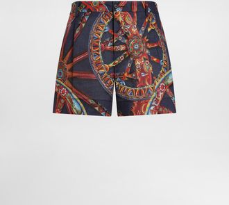 Dolce & Gabbana Bermudashorts Aus Leinen Mit Carretto-print - Mann Collection Multicolor 50