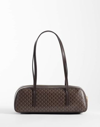 Calvin Klein Schultertasche mit Emblem-Print allover in Schokobraun
