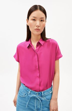 Armedangels Damen vegan Bluse Larisaana Very Berry