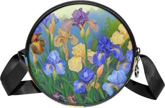Generic Iris Petit sac &agrave; bandouli&egrave;re rond pour femme avec fermeture &eacute;clair et bretelles r&eacute;glables