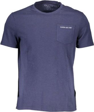 Guess Blau Baumwolle Herren T-Shirt Kurzarm - - Tops - Herren - Blau - S