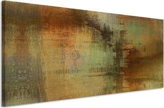 Paul Sinus Art 150x50cm Leinwandbild auf Keilrahmen Hintergrund abstrakt braun gr&uuml;n beige Wandbild auf Leinwand als Panorama
