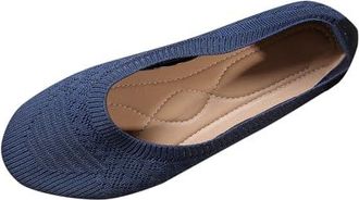 Generic Ballerines plates en tricot pour femme - Couleur unie - Tendance - Pliable - Respirant, l&eacute;ger et confortable - Pour le travail et les vacances, bleu m