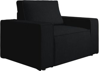 Vente-Unique Vente-unique - Fauteuil en velours côtelé noir amelia