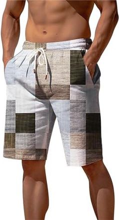 Generic Short de bain pour homme - Short d&eacute;t&eacute; d&eacute;contract&eacute; - Poche - Taille &eacute;lastique - Motif g&eacute;om&eacute;trique graphique - Respirant - Doux - D&eacute;contract&eacute; - Vacances