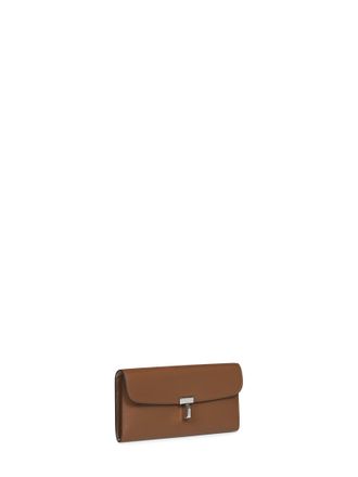 Toteme Womens Wallet T-Lock Palmellato Leather Tiramisu Brown Calf & Purses
