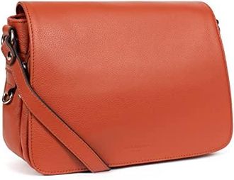 Pellet Sac porté Travers - Compatible téléphone Portable - pour Femme - Collection Confort - Orange - en Cuir