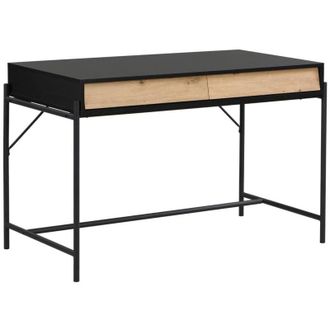 Vente-Unique Vente-unique - Bureau avec 2 tiroirs - mdf et métal - Noir et naturel - vuoria