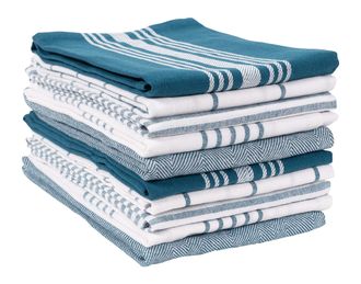 KAF Home Soho K&uuml;chen-Geschirrtuch-Set, 45,7 x 71,1 cm, weich und saugf&auml;hig, gemischte Flache Handt&uuml;cher, Blaugr&uuml;n, 10 St&uuml;ck