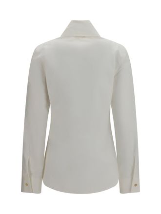 Khaite Womens Ivy High-Neck Shirt Chalk Cotton