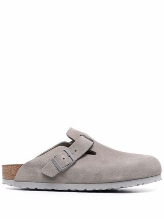 Birkenstock mules Boston en daim &agrave; boucle - Gris