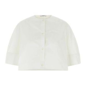 Givenchy Cropped Shirt aus Popeline mit Patch - - Blouses & Shirts - Damen - Wei&szlig; - S