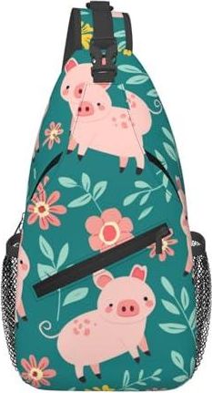 Generic Green Plants Sac &agrave; bandouli&egrave;re pour homme Motif cochon rose