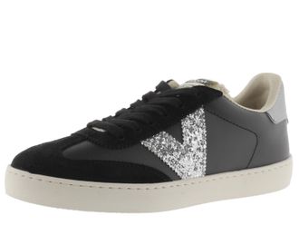 Victoria Low-Top Berlin Ciclista Leder-Effekt & Spaltlederteile & Glitter-Logo 1126185 f&uuml;r Damen Negro 38