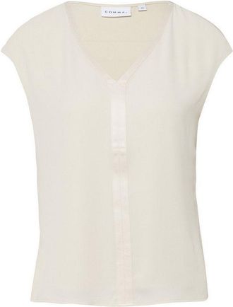 Comma Kurzarmshirt T-Shirt Blusenshirt im Fabricmix mit Satinkante