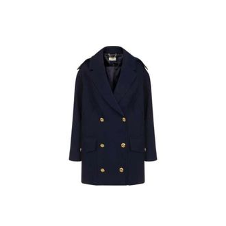 Elisabetta Franchi Femme, Manteaux, Bleu, Taille: 42 FR Caban en scuba