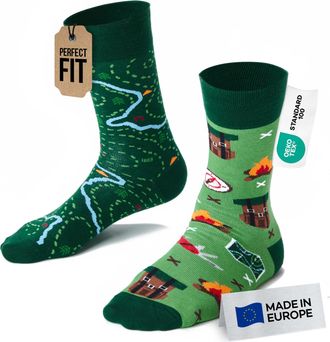 Many Mornings Mismatched Socken - Lustige Socken Unisex - Lustige Wandersocken - Geschenkidee - Design: The Map - Made in EU - 43-46